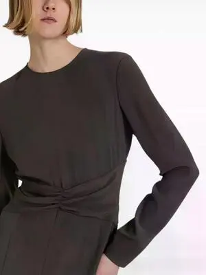 Alberta Ferretti Ruched Long-sleeve Midi Dress