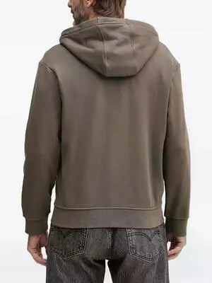 Armani Exchange Logo Embroidered Zip-up Hoodie
