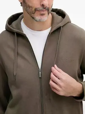 Armani Exchange Logo Embroidered Zip-up Hoodie