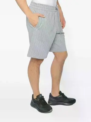 Armani Exchange Monogram Print Drawstring Waist Shorts - Grey