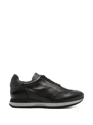 JOHN HARRISON Leather Panelled Lace-up Sneakers - Black