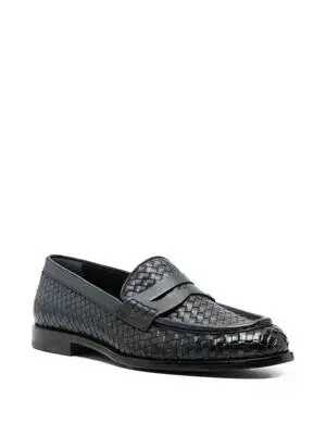 JOHN HARRISON Woven Penny-slot Loafers - Blue