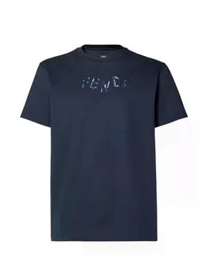 Fendi Logo-embroidered T-shirt - Blue