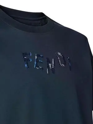 Fendi Logo-embroidered T-shirt - Blue
