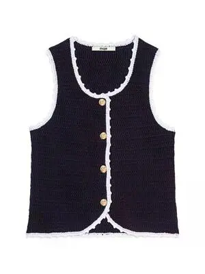 Maje Crochet-knit Cropped Vest - Blue