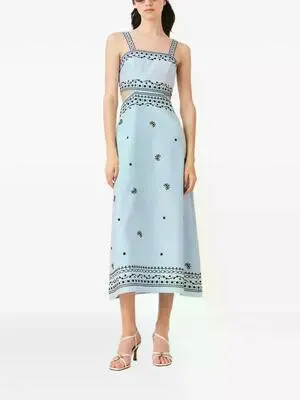 Maje Embroidered Midi Dress - Blue