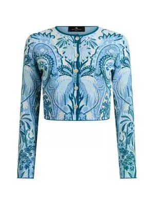 Etro Jacquard Cropped Cardigan - Blue