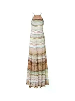 Missoni Zigzag Pattern Halterneck Maxi Dress - Neutrals