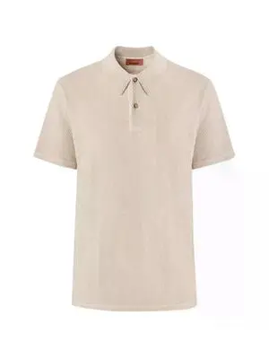 Missoni Cotton And Viscose Polo Shirt With Zigzag Motif - Neutrals
