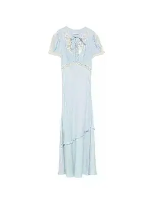 SELF-PORTRAIT Lace-trimmed Midi Dress - Blue