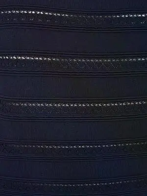BLUGIRL Navy Pointelle Knit Ribbed Top