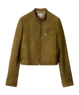 Miu Miu Waxed Suede Jacket - Brown