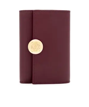 Loewe Pebble Small Vertical Wallet In Shiny Nappa Calfskin - Red