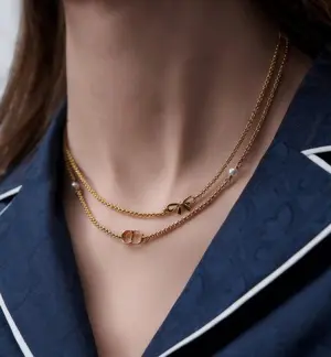 Dior Double Chain Necklace With Cd Logo