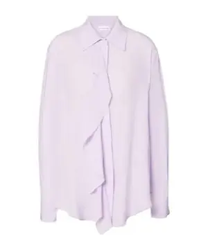 Victoria Beckham Asymmetrical Ruffled Silk Blouse