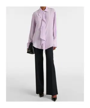 Victoria Beckham Asymmetrical Ruffled Silk Blouse