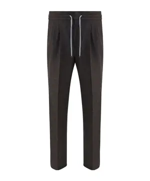 Brunello Cucinelli Pleated Drawstring Waist Pants - Black