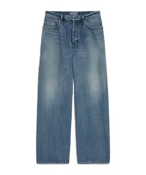 Balenciaga Baggy Distressed Jeans - Dark Blue