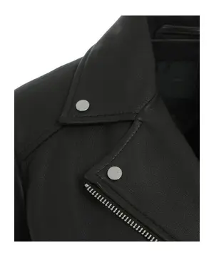 Pinko Short Zipped Leather Biker Jacket