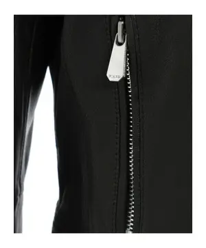 Pinko Short Zipped Leather Biker Jacket