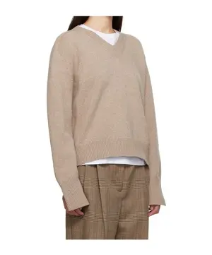RÓHE Ribbed V-neck Sweater With Cut-out Details