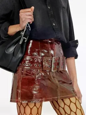 DIESEL® Belted Patent Leather Mini Skirt