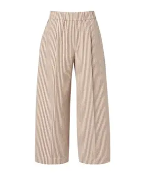 Brunello Cucinelli Striped Cotton-blend Wide-leg Pants - Nude