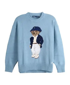 Polo Ralph Lauren Polo Bear Intarsia Knit Sweater - Blue Note