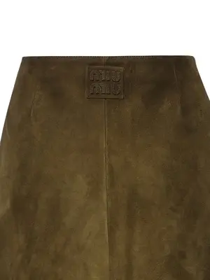 Miu Miu Waxed Suede Skirt - Green