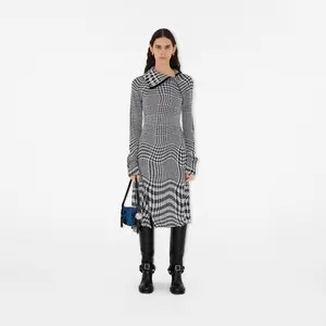 Burberry Asymmetrical Turtleneck Midi Dress - Gray