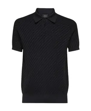 Brioni Woven Pattern Knitted Polo Shirt