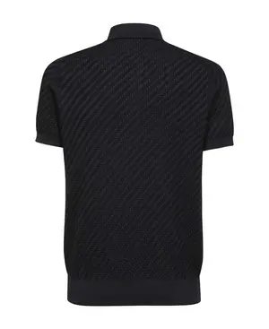 Brioni Woven Pattern Knitted Polo Shirt