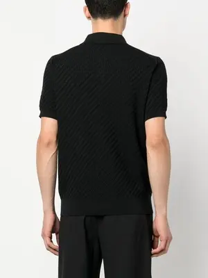 Brioni Woven Pattern Knitted Polo Shirt