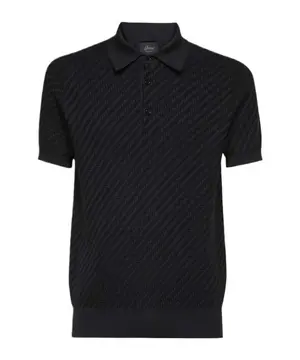 Brioni Woven Pattern Knitted Polo Shirt - No