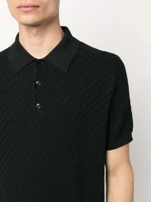 Brioni Woven Pattern Knitted Polo Shirt - No