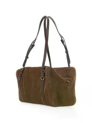 GIANNI CHIARINI Terry Ribbed Suede Shoulder Bag - Brown