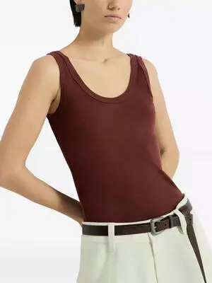 Brunello Cucinelli Ribbed Stretch-cotton Off-the-shoulder Top With Monili Detail