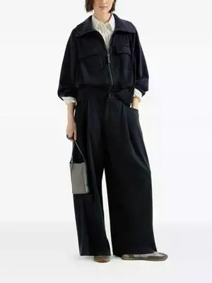 Brunello Cucinelli Cotton And Silk Interlock Wide Leg Track Trousers