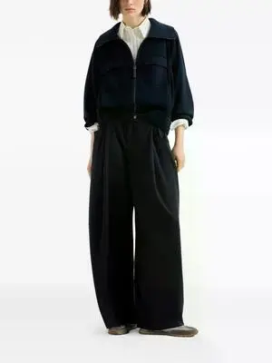 Brunello Cucinelli Cotton And Silk Interlock Wide Leg Track Trousers