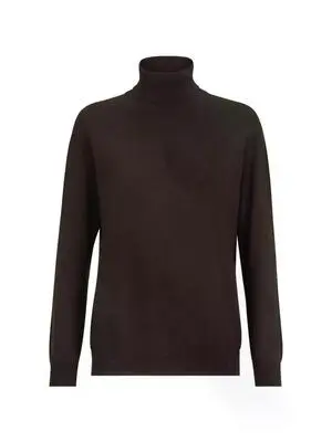 Brunello Cucinelli Cashmere Turtleneck Sweater With Monili Embellishment - Brown