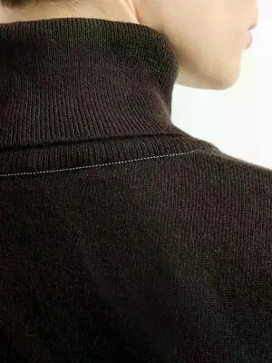 Brunello Cucinelli Cashmere Turtleneck Sweater With Monili Embellishment - Brown