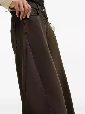 Brunello Cucinelli Dyed Denim Wide Trousers With Monili - Brown