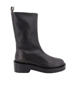 COURREGES Zip Detailed Round Toe Ankle Boots