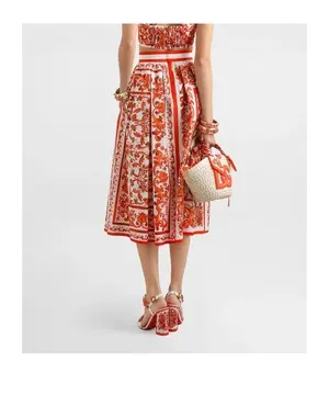 Dolce & Gabbana Majolica-printed Poplin Pleated Midi Skirt - Multi-color