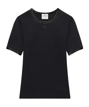 COURREGES Vinyl-trim Logo-patch T-shirt