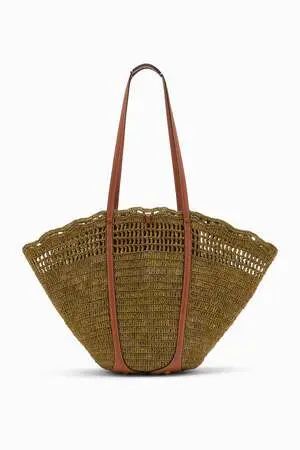 Ulla Johnson Marina Raffia Tote Handbag - Olive