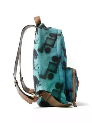 Versace Sunset Palms Print Canvas Backpack