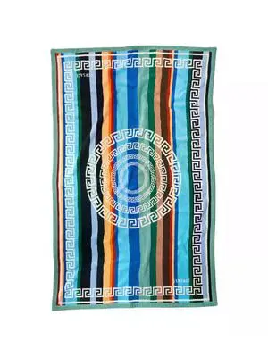 Versace Striped Cotton-terry Jacquard Bath Towel - Blue