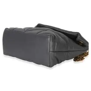 Saint Laurent Grey Quilted Lambskin Loulou Puffer Chain Satchel - Gray