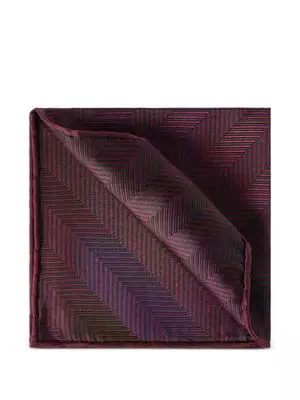 Brunello Cucinelli Silk Chevron Pocket Square - Red